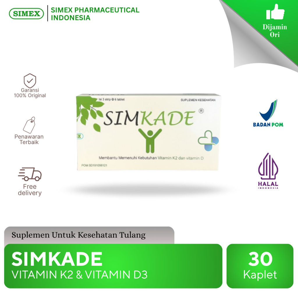 Jual Simkade Box 30 Tablet - Vitamin K2 + Vitamin D3 400 IU - Menjaga ...