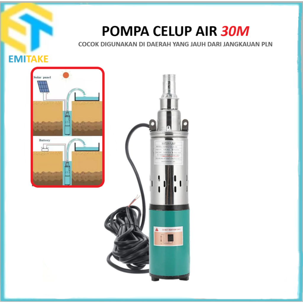 Jual Pompa Celup 30 Meter Submersible Pump DC 12V Pompa Sumur Dalam ...