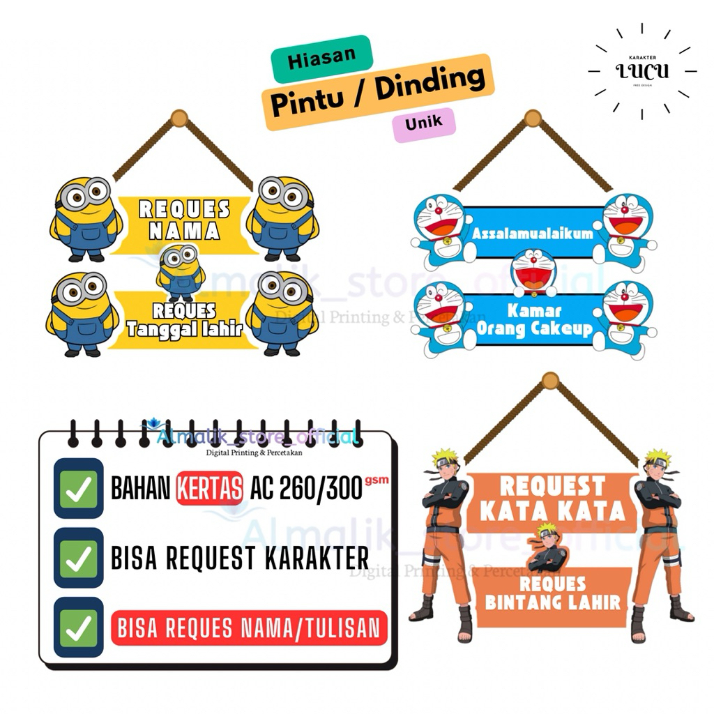 Jual Hanging Door Karakter Kartun Hiasan Dinding Pintu Anak Lucu Bisa ...