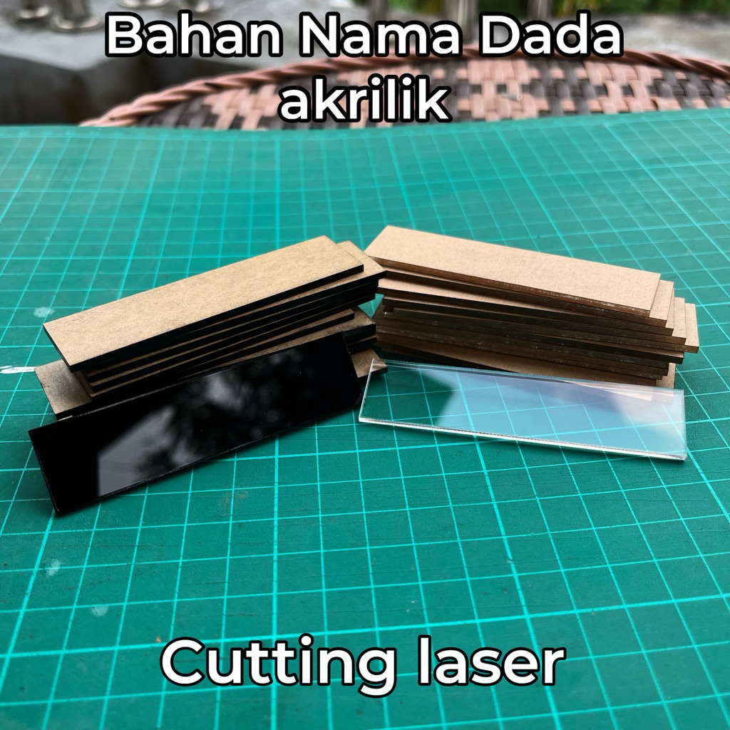 Jual Akrilik Nama Dada Bahan Name Tag Akrilik Tebal 2 mm Ukuran 2x8 cm ...
