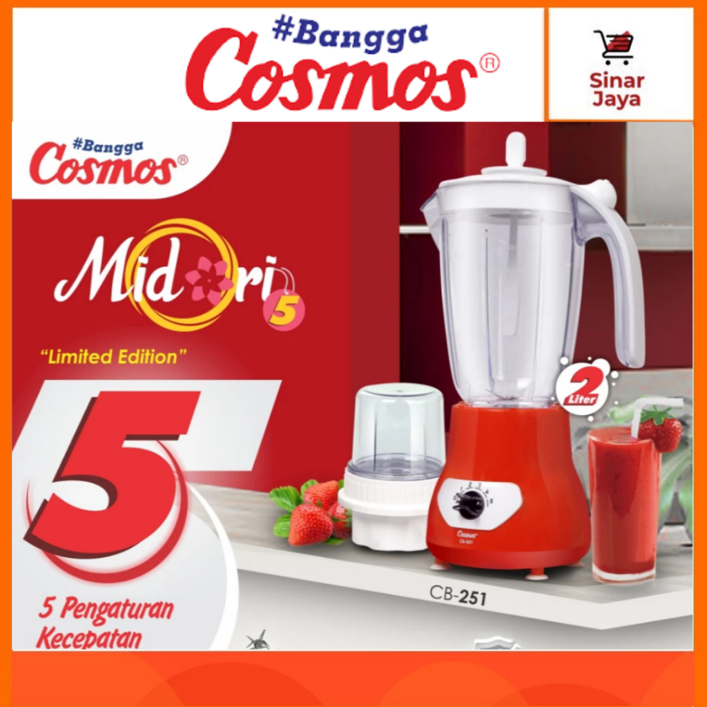 Jual COSMOS CB-251 Midori Lima Series Blender Plastik 2 Liter 2in1 (5 ...