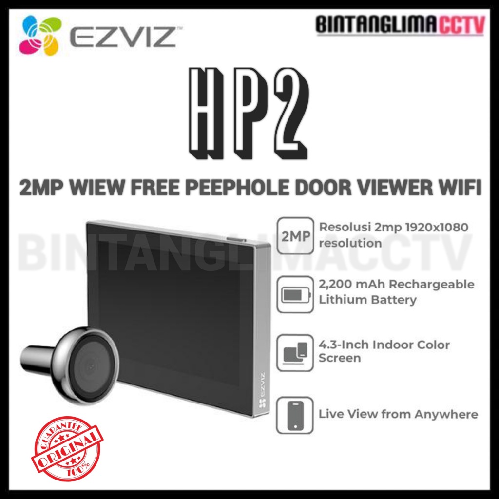 Jual EZVIZ HP2 2MP WIEW FREE PEEPHOLE DOOR VIEWER WIFI | Shopee Indonesia