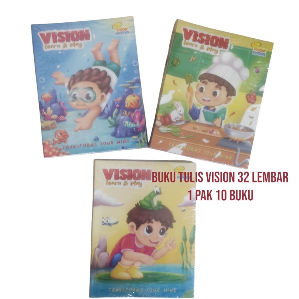 Jual buku tulis vision 32 lembar 1 pak isi 10 buku | Shopee Indonesia