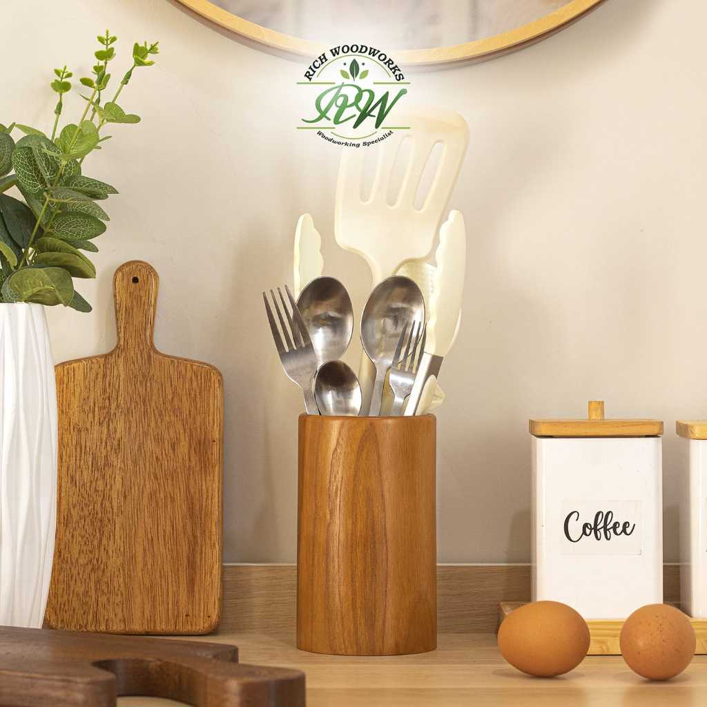 Jual Teak Wood Utensil organiser - Tempat sutil dan spatula kayu Jati ...