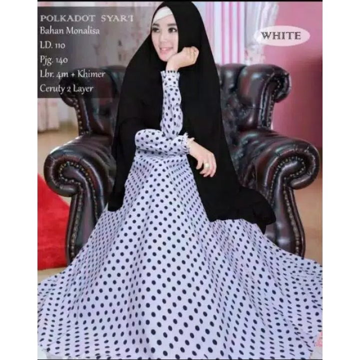 Jual gamis syarii mayung polkadot monalisa set hijab ceruty 2 layer ...