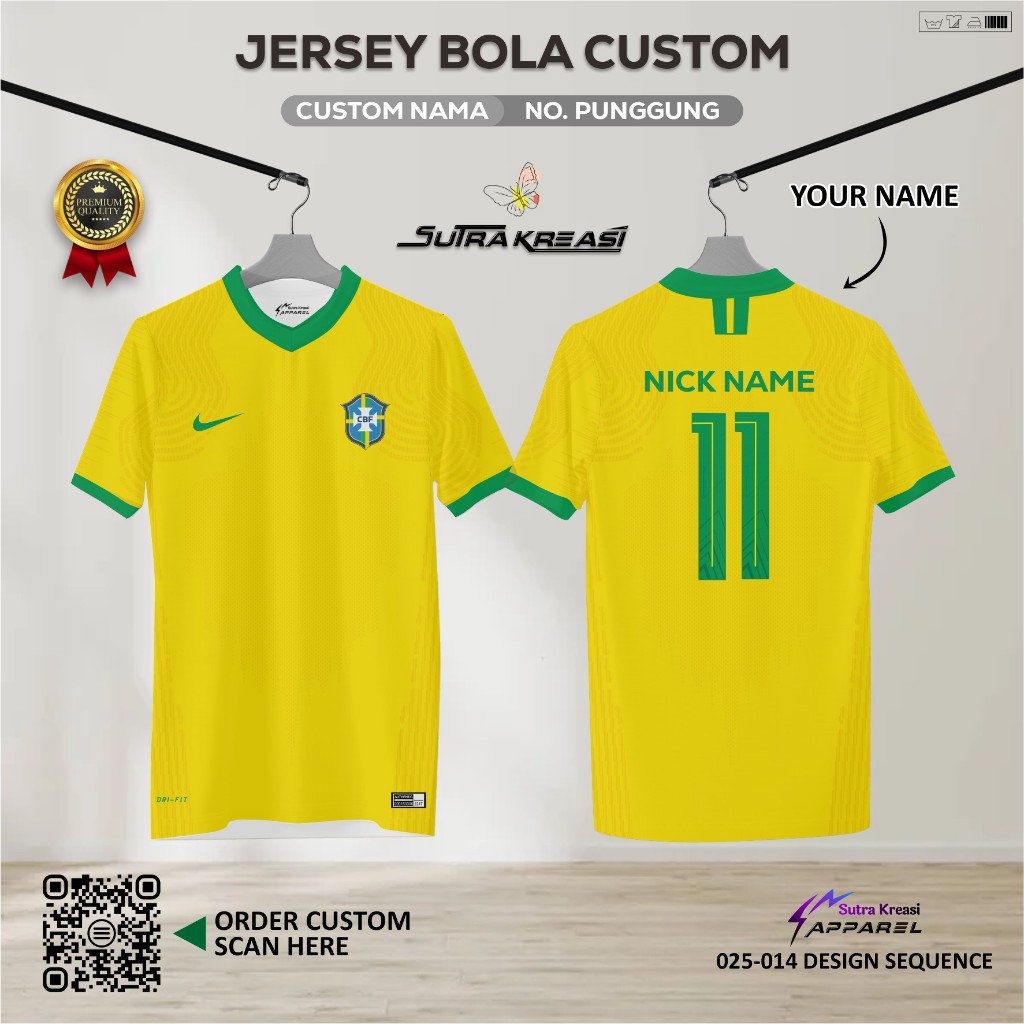Jual Jersey timnas brazil Custom jersey olahraga free nickname nomor ...