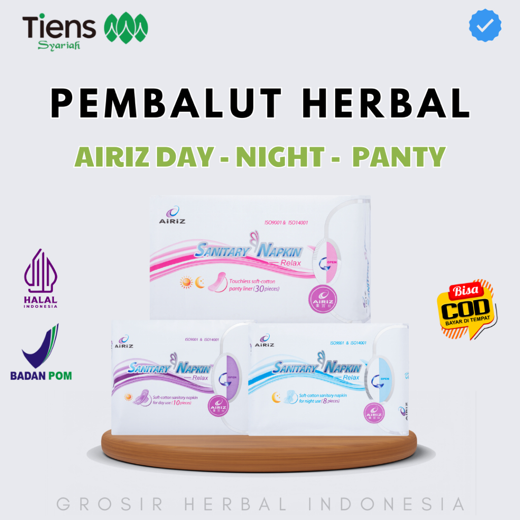 Jual AIRIZ TIENS PEMBALUT HERBAL SEHAT AIRIS SANITARY NAPKIN PANTYLINER ...