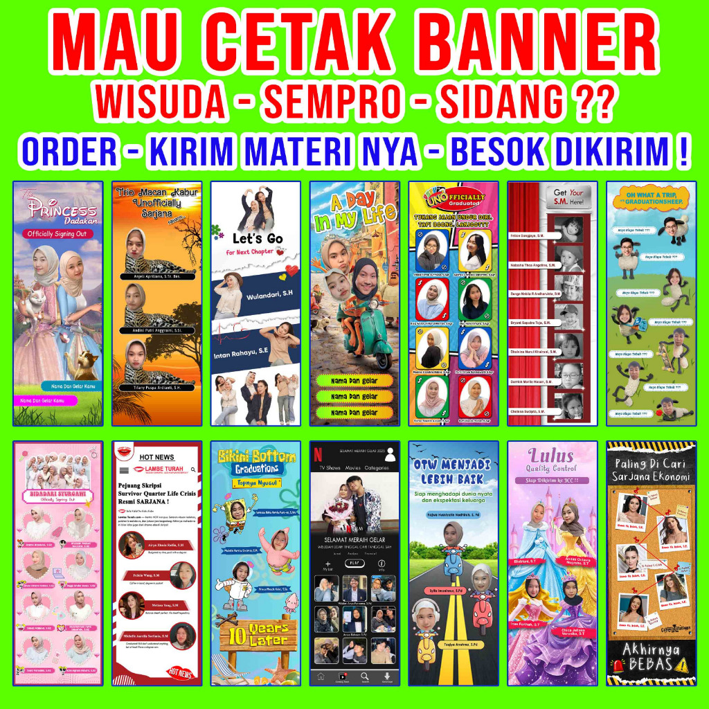 Jual BANNER SIDANG LULUS KULIAH SPANDUK SEMPRO GRADUATION BANNER WISUDA ...