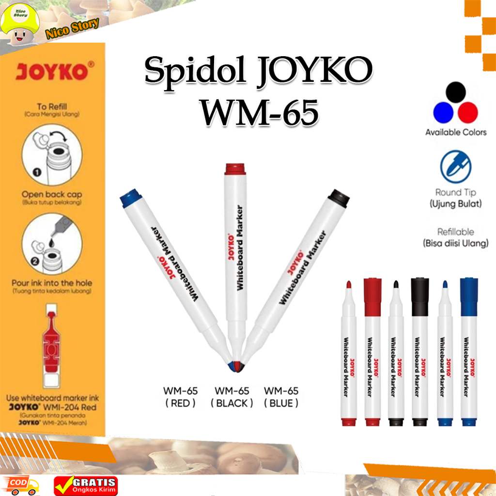 Jual (NCS) Spidol Papan Tulis Whiteboard Marker Joyko WM-65 Sepidol ...