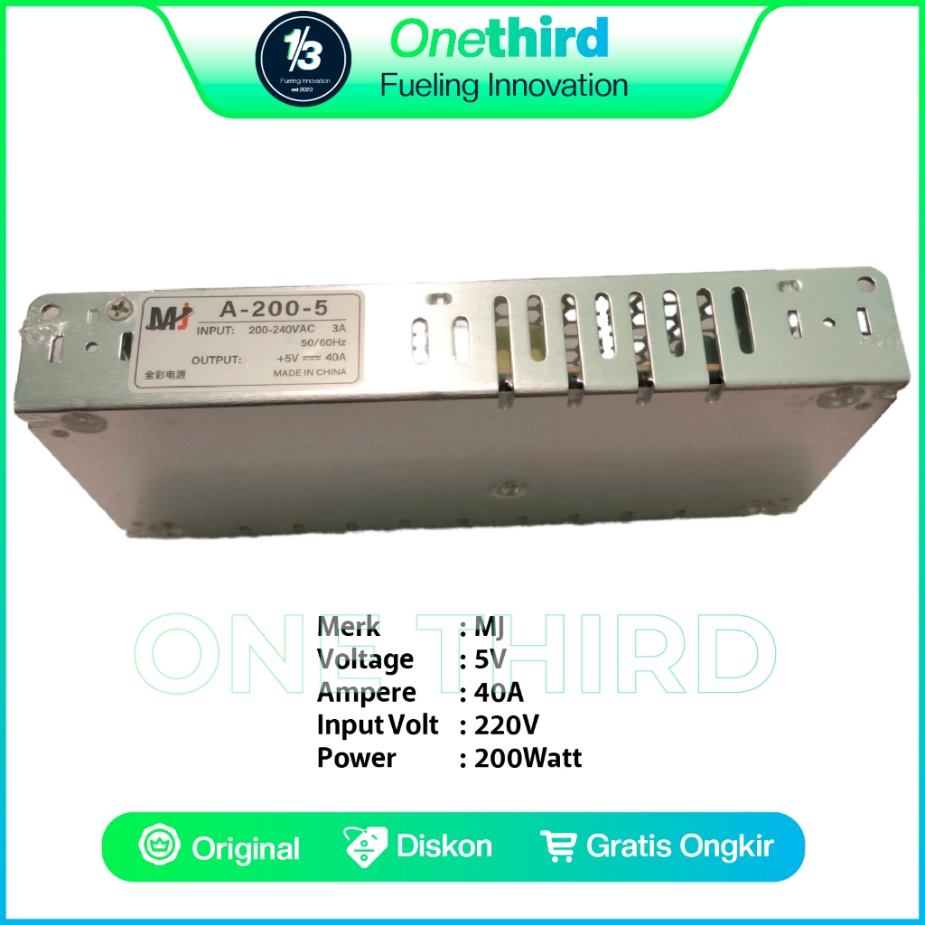 Jual Power Supply Slim Stabil 5V 40A 200W Jaring Untuk Running Text RGB, Videotron & Charger ...