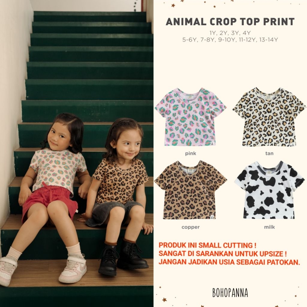 Jual BOHOPANNA - ANIMAL CROP TOP PRINT SIZE KECIL BOHOPANNA - BAJU ANAK ...