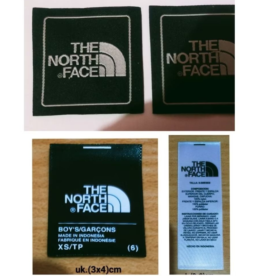 Jual label merek brand label (main size care misc) label tag tnf the ...