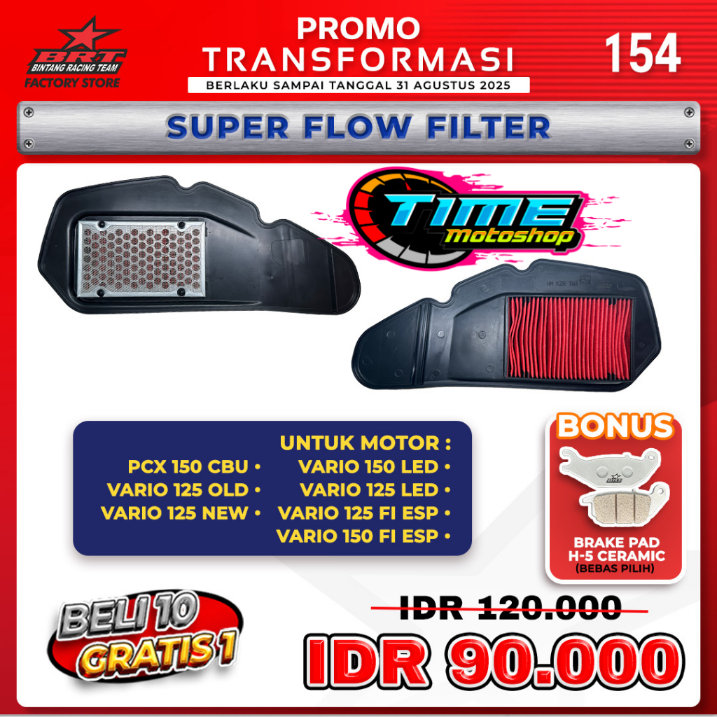 Jual FILTER UDARA BRT SARINGAN UDARA SUPER FLOW ORIGINAL BRT VARIO 125 ...