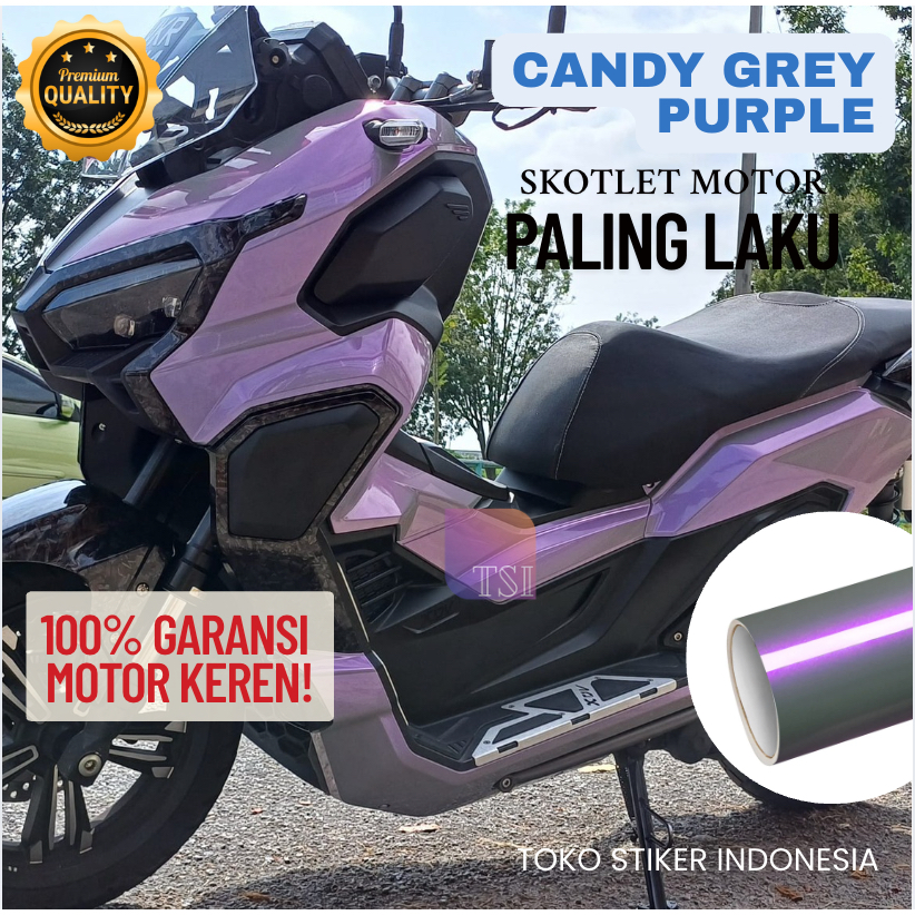 Jual Skotlet Stiker Motor Magic Candy Glossy Sticker Lembayung Grey ...