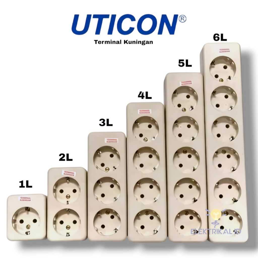 Jual UTICON Stop Kontak 1 2 3 4 5 6 Lubang Terminal Kuningan Colokan Listrik | Shopee Indonesia