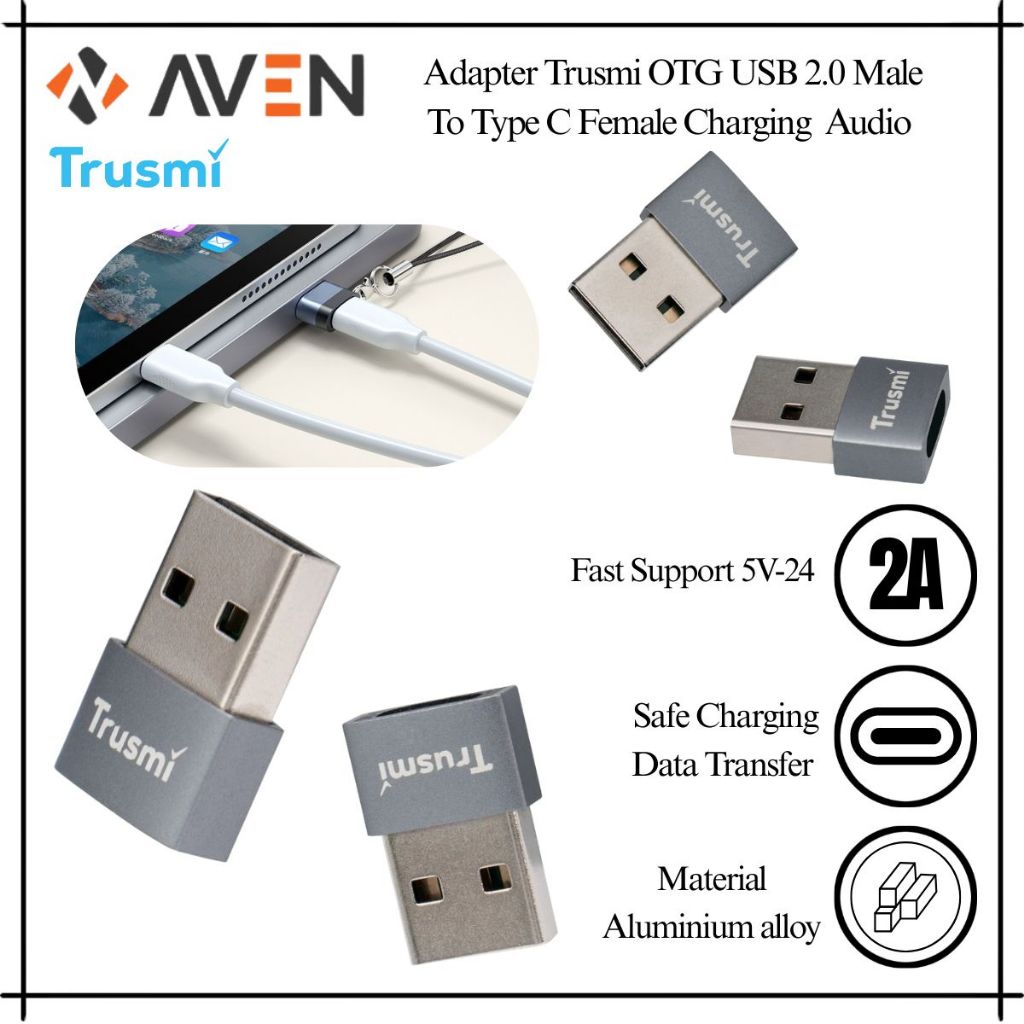 Jual Adapter Trusmi Converter USB to TypeC 2.0 USB A Male to TypeC ...