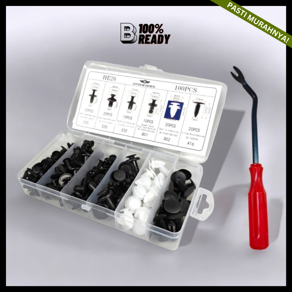 Jual Baut Rivet Mobil Universal 100 PCS Free Pengungkit / Klip Bumper ...