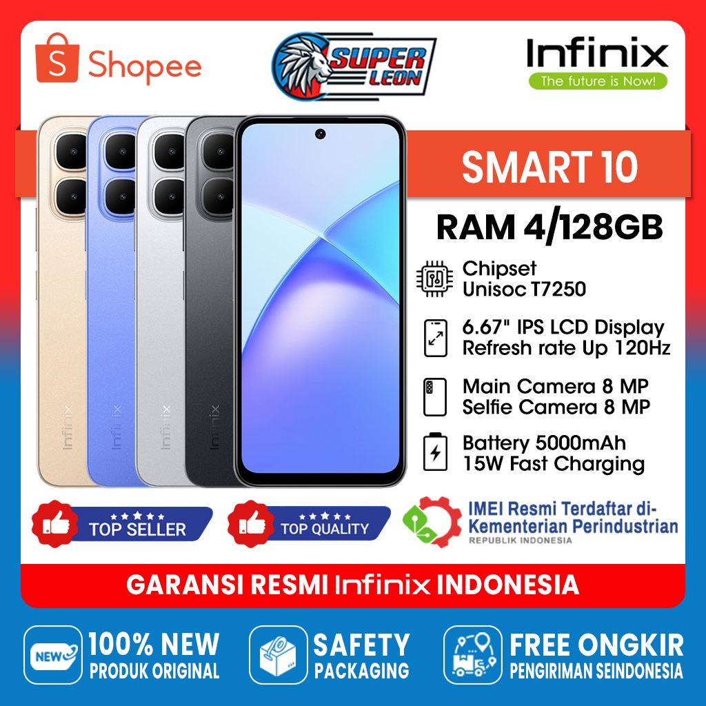 Jual Infinix Smart 10 4GB+128GB 120Hz Smooth Display - Garansi Resmi 1 ...