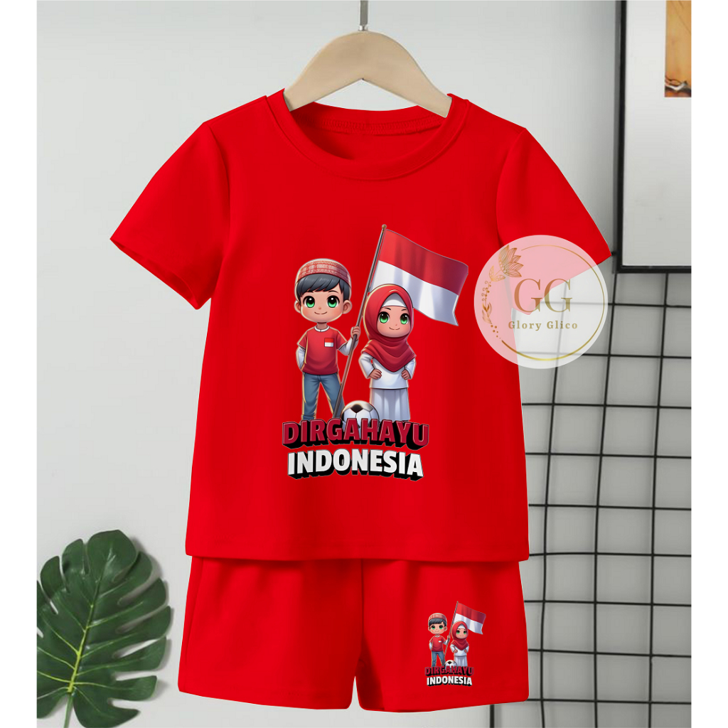 Jual GG Baju setelan anak laki-laki dan perempuan motif AGUSTUS ...