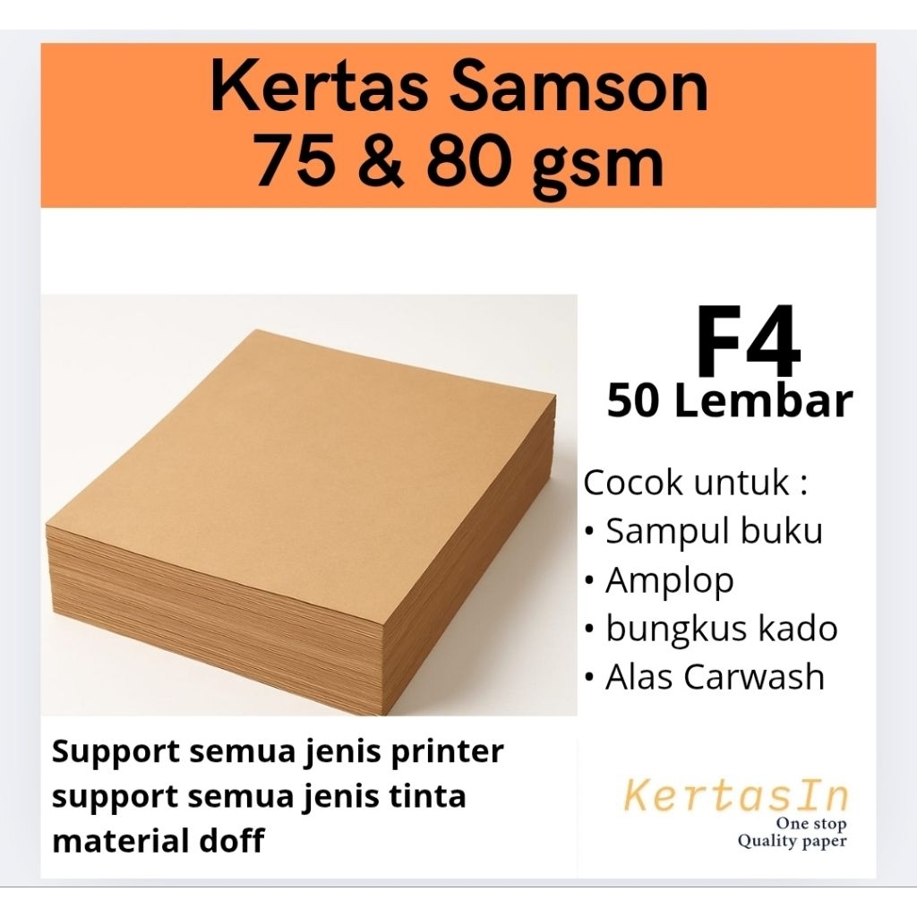 Jual Kertas Samson Coklat 75 & 80 gsm – F4 Isi 50 Lembar – Untuk Nota ...