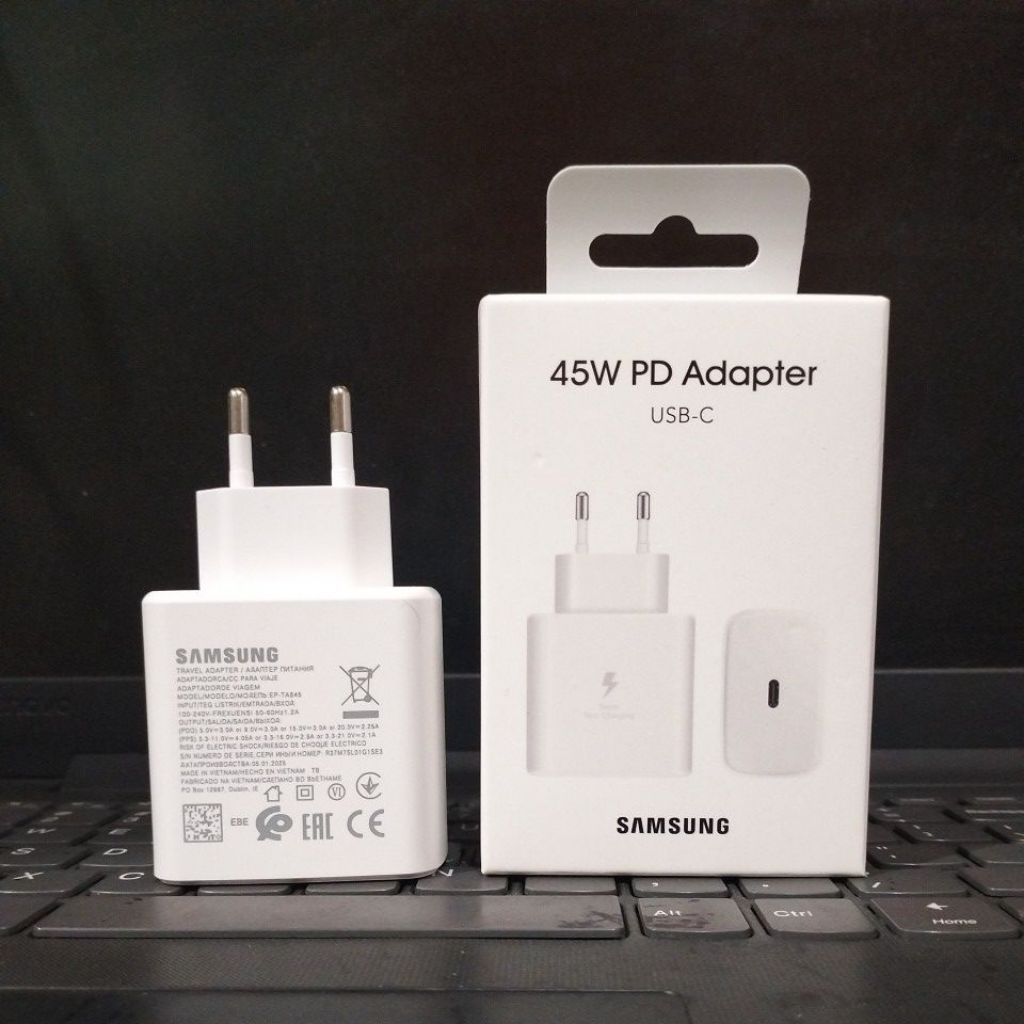 Jual ( GROSIR ) BATOK TRAVEL ADAPTOR KEPALA CHARGER CASAN SAMSUNG 45W 45 WATT WAT TYPE C SUPER ...