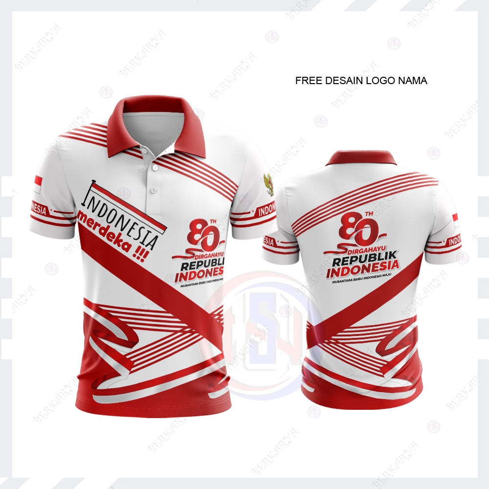 Jual Kaos Polo Kemerdekaan Baju 17 Agustus Dirgahayu HUT RI 80 Jersey 17 Agustus 2025 Fullprint ...