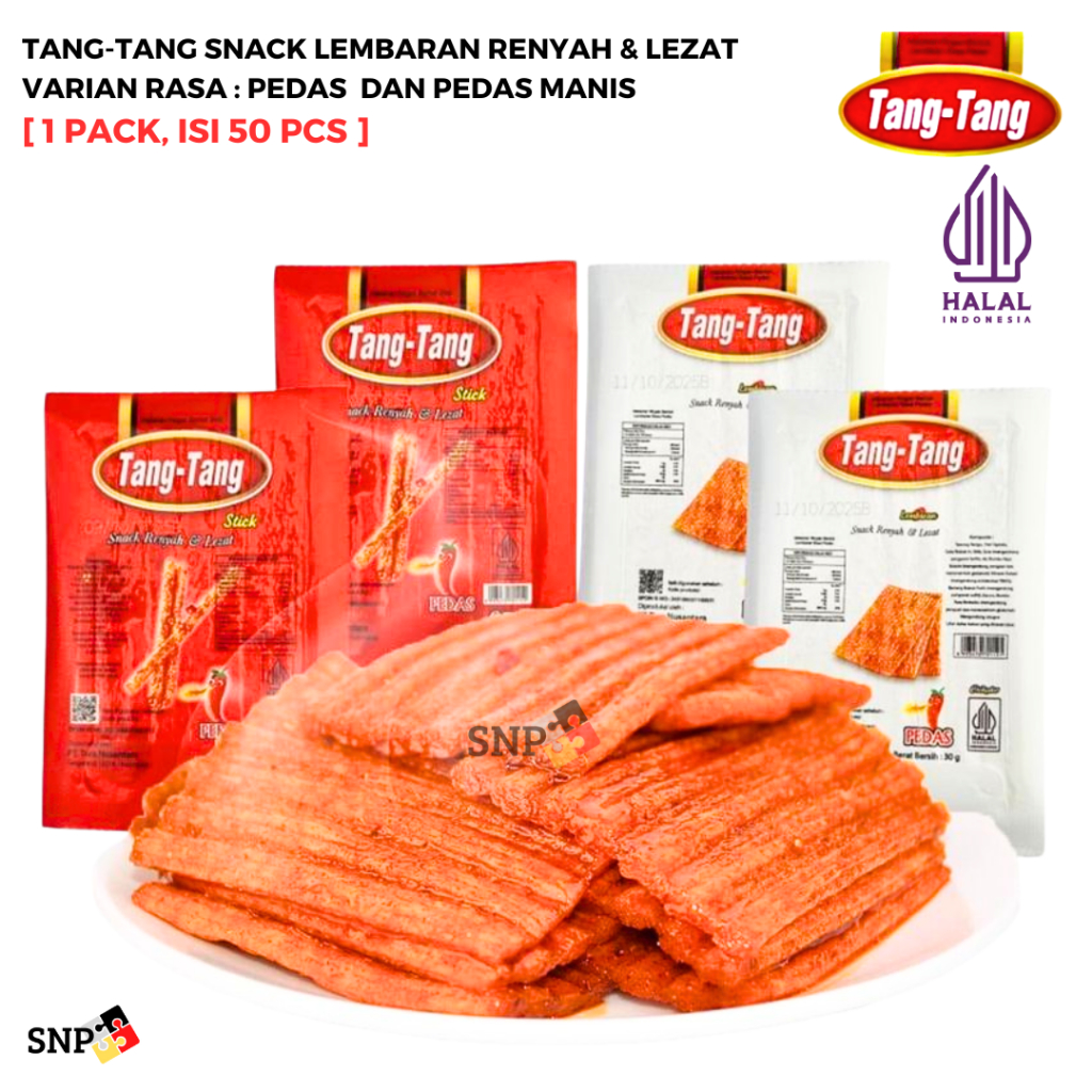 Jual TANG-TANG SNACK LEMBARAN RASA PEDAS [1 PACK, ISI 50 PCS] | Shopee ...