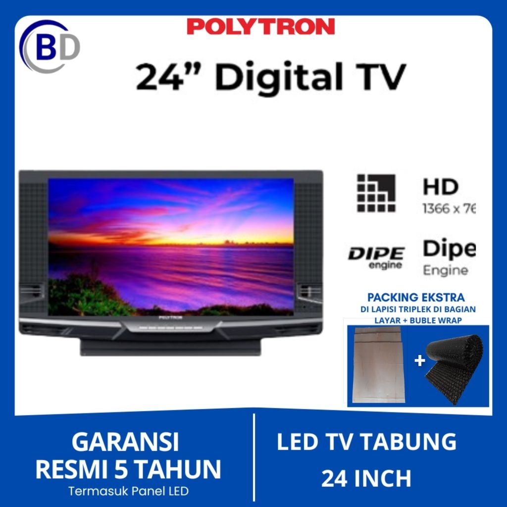 Jual TV LED POLYTRON TABUNG LED Digital TV 24 INCHI DVB-T2 PLD 24V223 ...