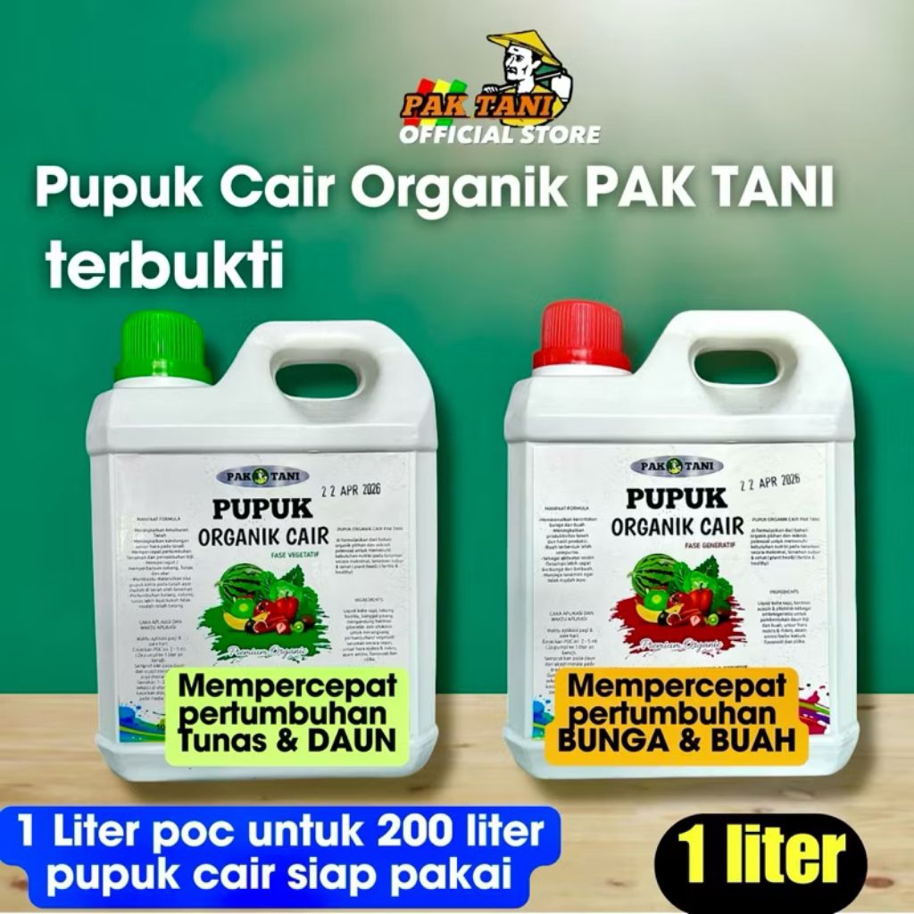 Jual PAK TANI PUPUK CAIR ORGANIK VEGETATIF & GENERATIF KEMASAN 1 LITER ...