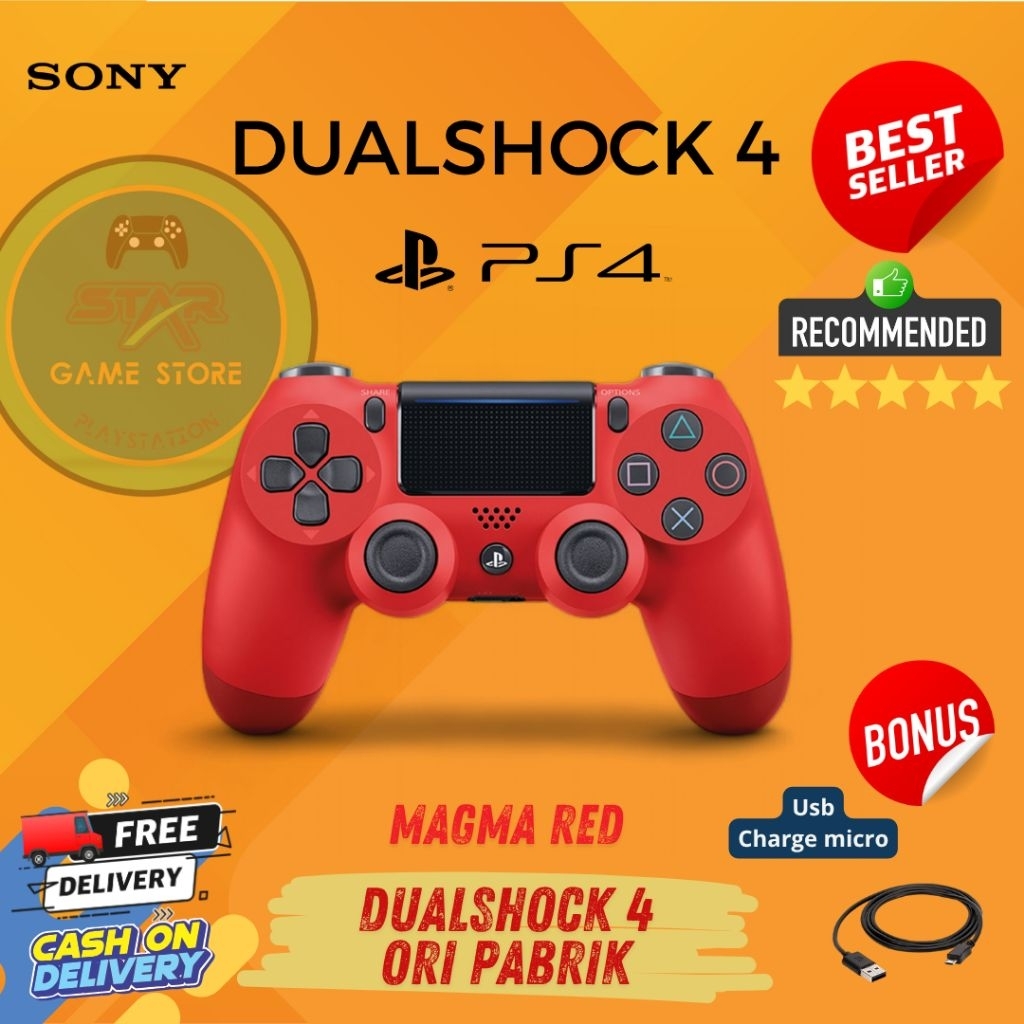 Jual Stik Ps4 Wireless Controler Stik Ps4 Ori Pabrik Magma Red | Shopee ...