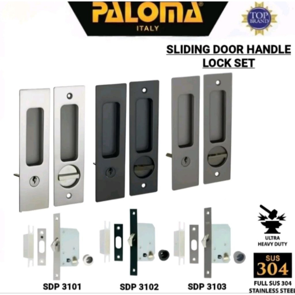Jual PALOMA SDP Sliding Door Lock Set Paket Handle Tanam Pintu Sliding ...