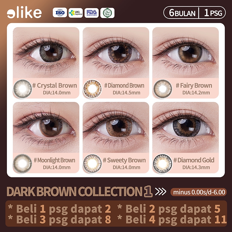 Jual [0.00s/d-6.00]Elike Dark Brown Collection1 seri softlens minus ...