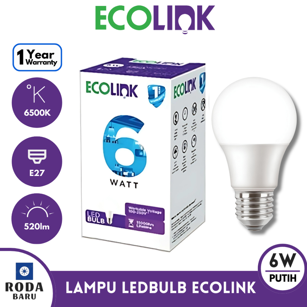 Jual Lampu Ecolink LED Bulb 6W 6 Watt (3000K/6500K) | Shopee Indonesia