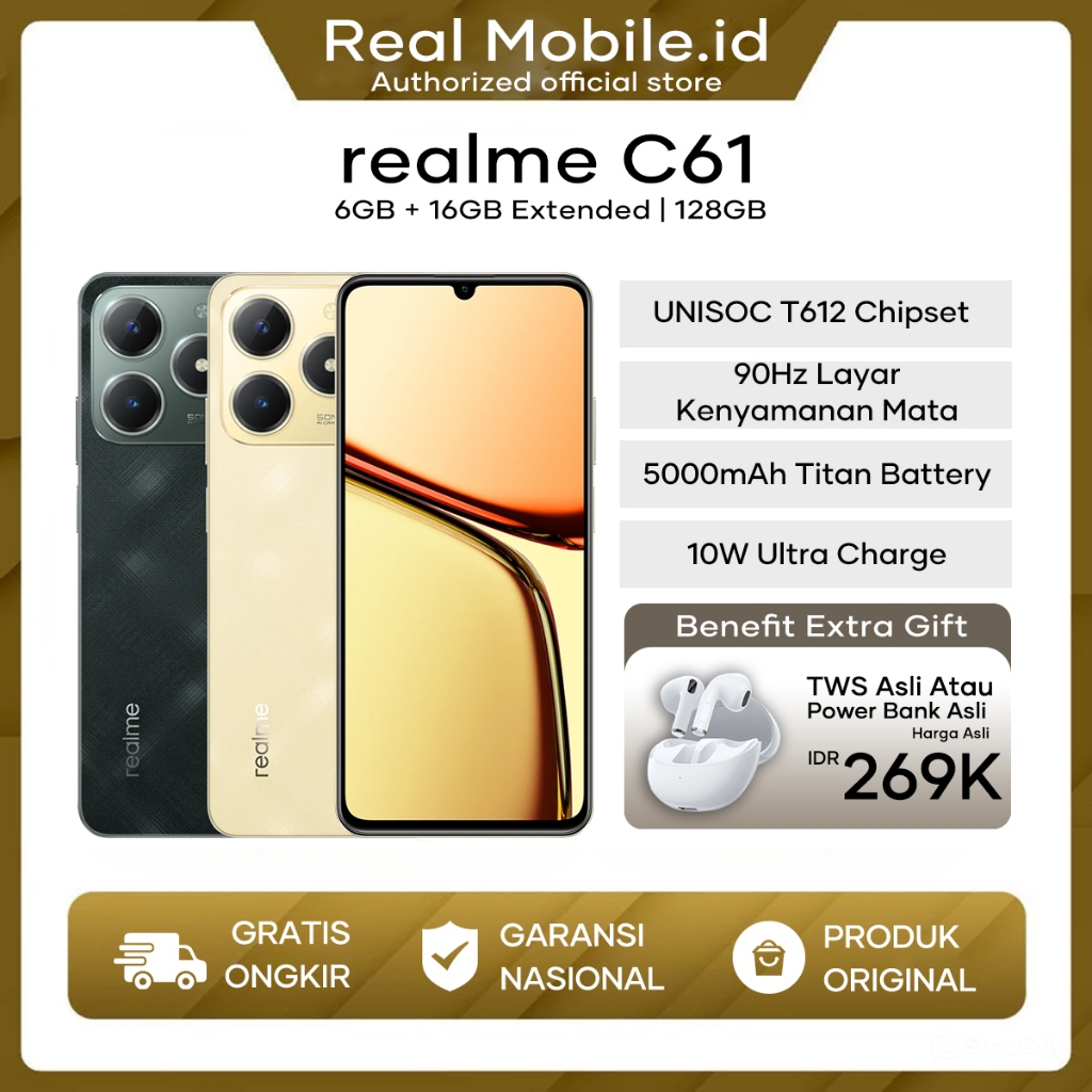 Jual Realme C61 8/128GB 50MP 5000mAh AI Camera 90Hz Display Powerful Octa-core Chipset Garansi ...