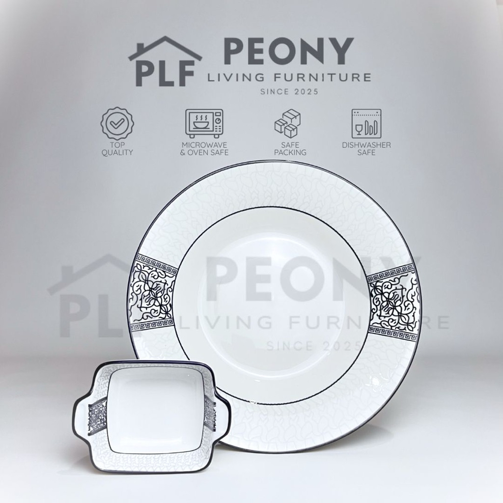 Jual PLF31 - Saucer Cawan Motif Hitam Putih Lis Hitam - Cawan Saucer ...