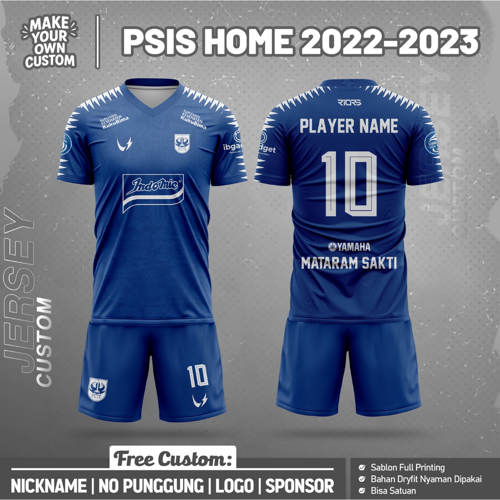 Jual JERSEY PSIS HOME 2022-2023 DEWASA DAN ANAK- FREE CUSTOM DESAIN ...