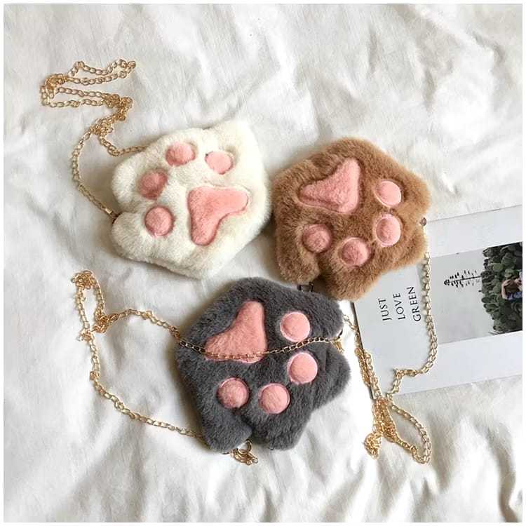Jual Tas Selempang Bentuk Telapak Kucing – Tas Lucu Wanita Bahan Rasfur ...