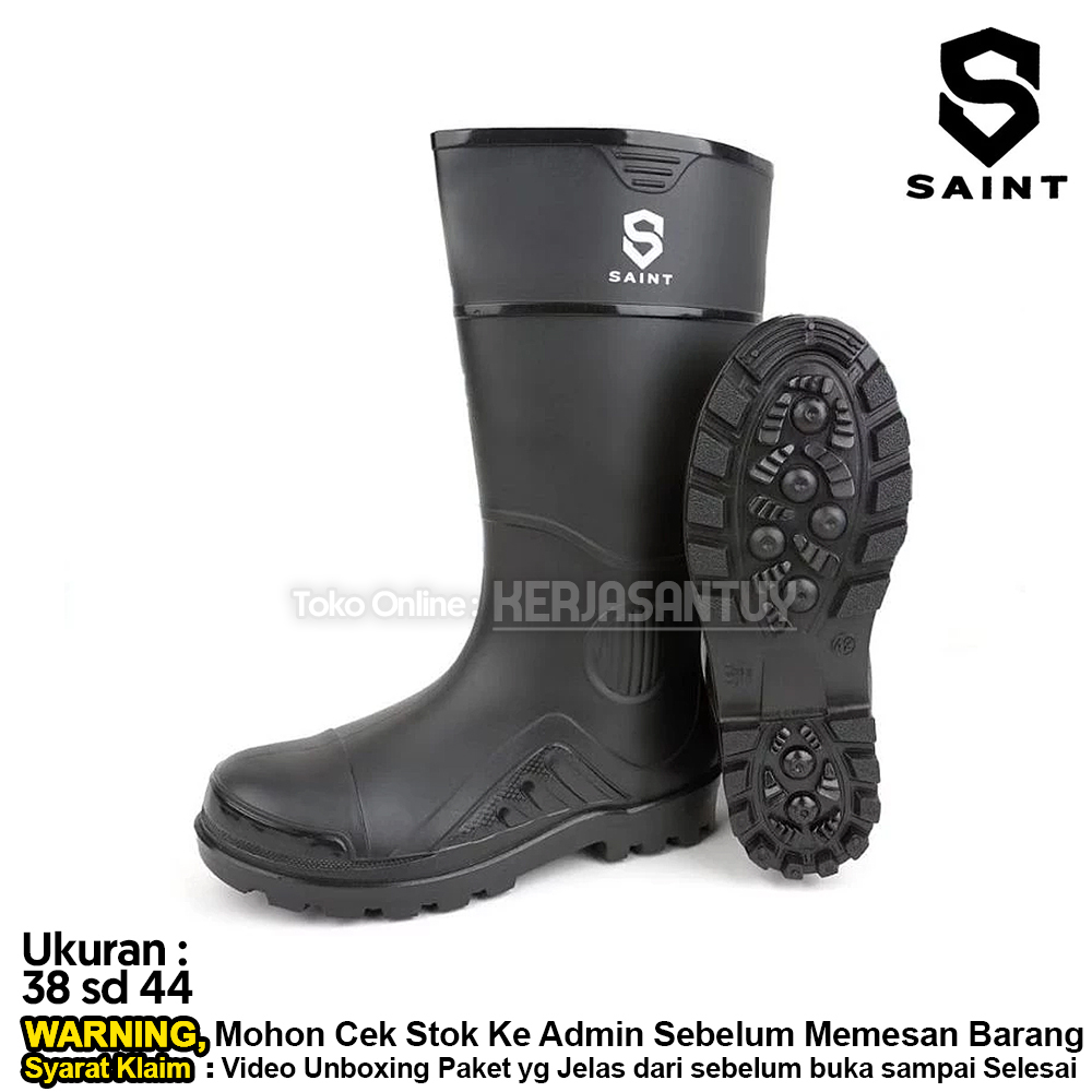 Jual Sepatu Boot Karet Hitam SAINT ADIRA / PVC Rain Boots / Sepatu Boot ...