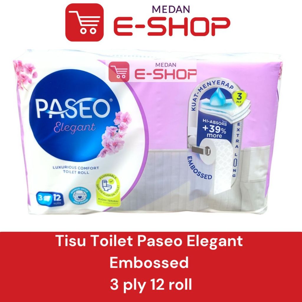Jual Tisu Tissue Paseo Toilet 12 Roll Bathroom Elegant Luxuriously soft ...