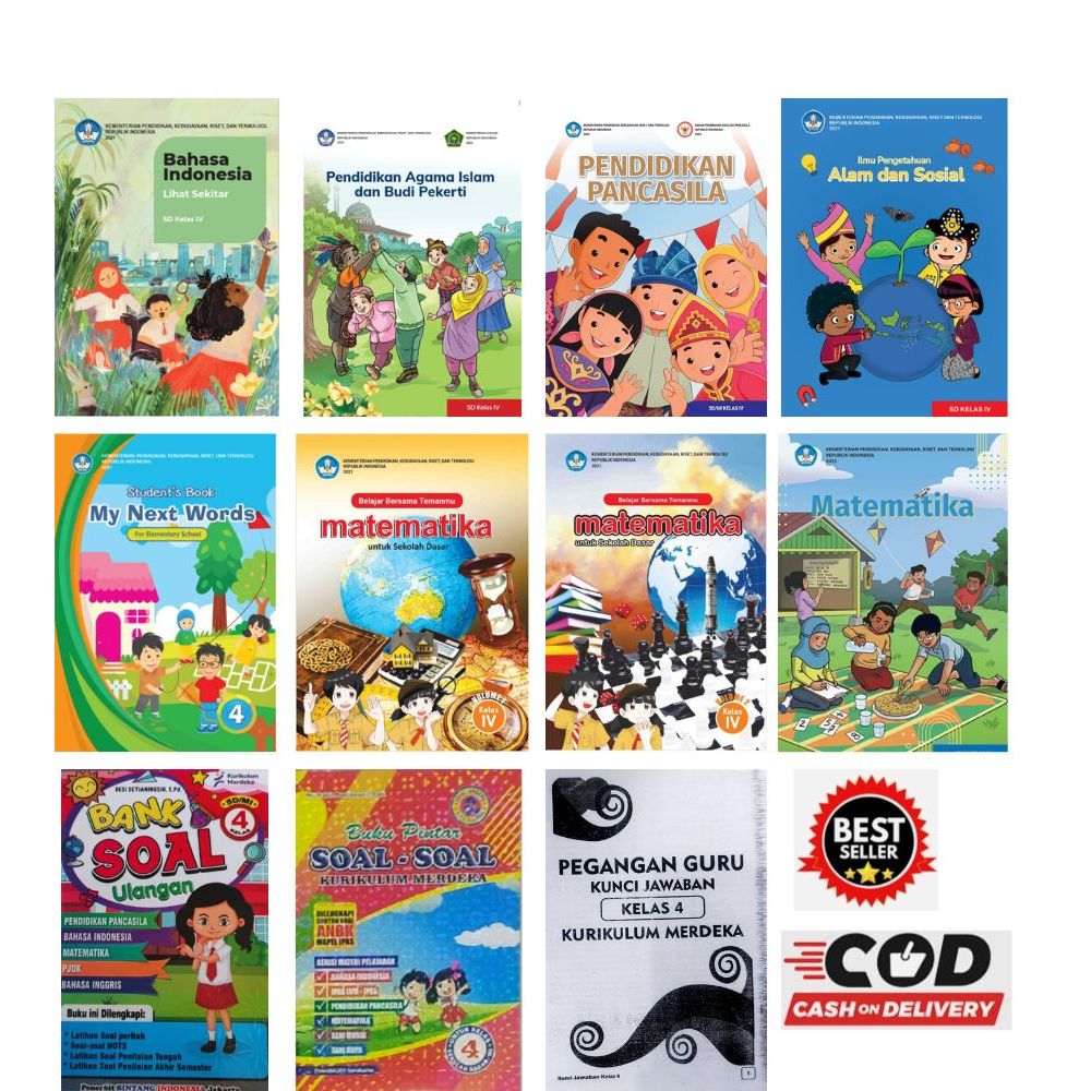 Jual Buku Kelas 4 Kurikulum Merdeka Bhs Indonesia Matematika Vol 1 & 2 Bhs Inggris Pancasila ...