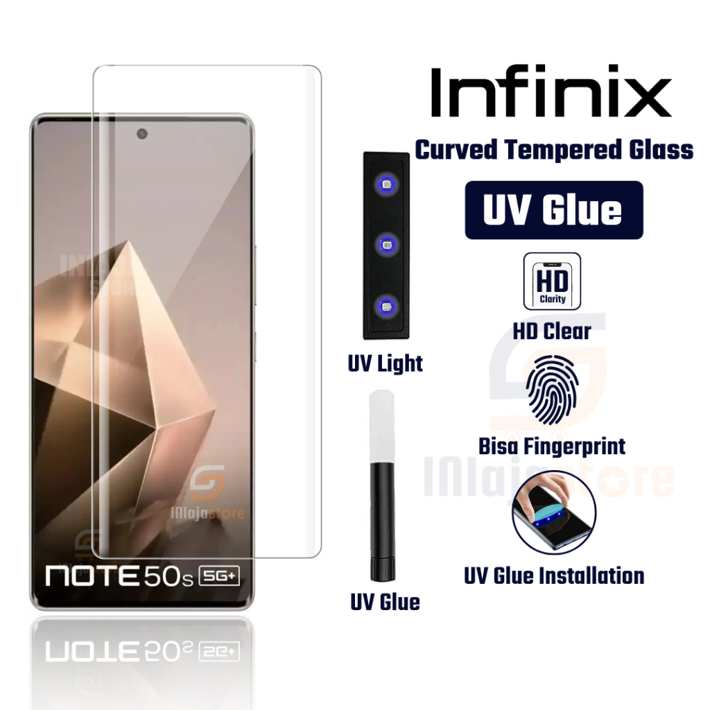 Jual Curved Tempered Glass Bening UV Glue Infinix Note 50s 5G 40s 40 ...