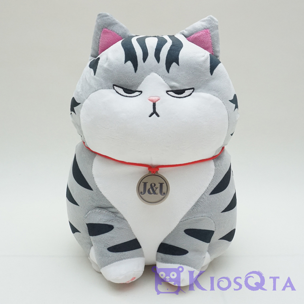 Jual boneka kucing furyu cat lucu gendut muka jutek abu abu putih large ...