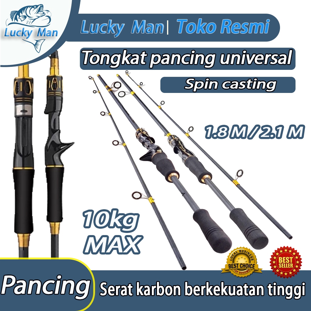 Jual 【Lucky Man】Joran pancing serat karbon berkualitas tinggi/1,8m - 2,1m/untuk sungai dan anak ...