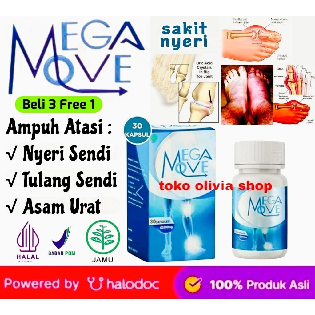 Jual MEGAMOVE Herbal Terbaik Atasi NYERI SENDI, Nyeri Lutut, Asam Urat & Reumatik ~ isi 30 ...