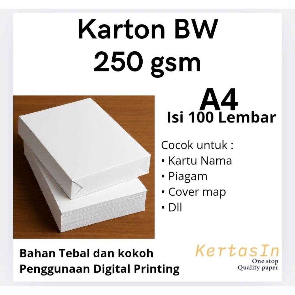 Jual Kertas BW 250 gsm A4 Bluish White Tebal Isi 100 Lembar – untuk ...