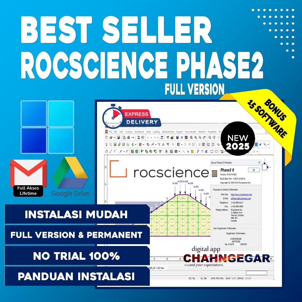 Jual Rocscience Phase2 v8 Full Software analisis tegangan elemen | Shopee Indonesia