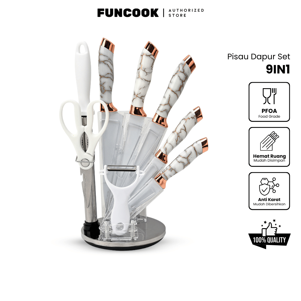 Jual Funcook Authorized Set Pisau Dapur 9 in 1 Premium | Pisau ...