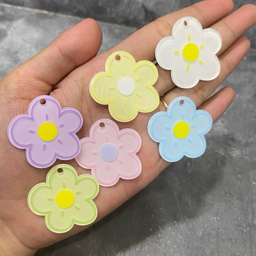 Jual 10pcs manik ARCYlic bunga DAISY lubang gantung mix warna 3,5 cm ...