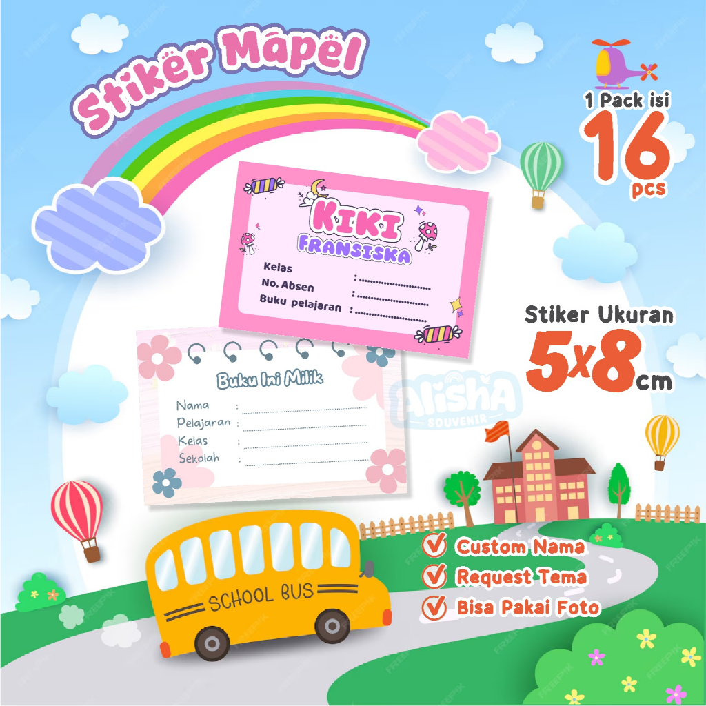 Jual Stiker Mapel / Label Buku Pelajaran Bebas Request Tema Desain ...