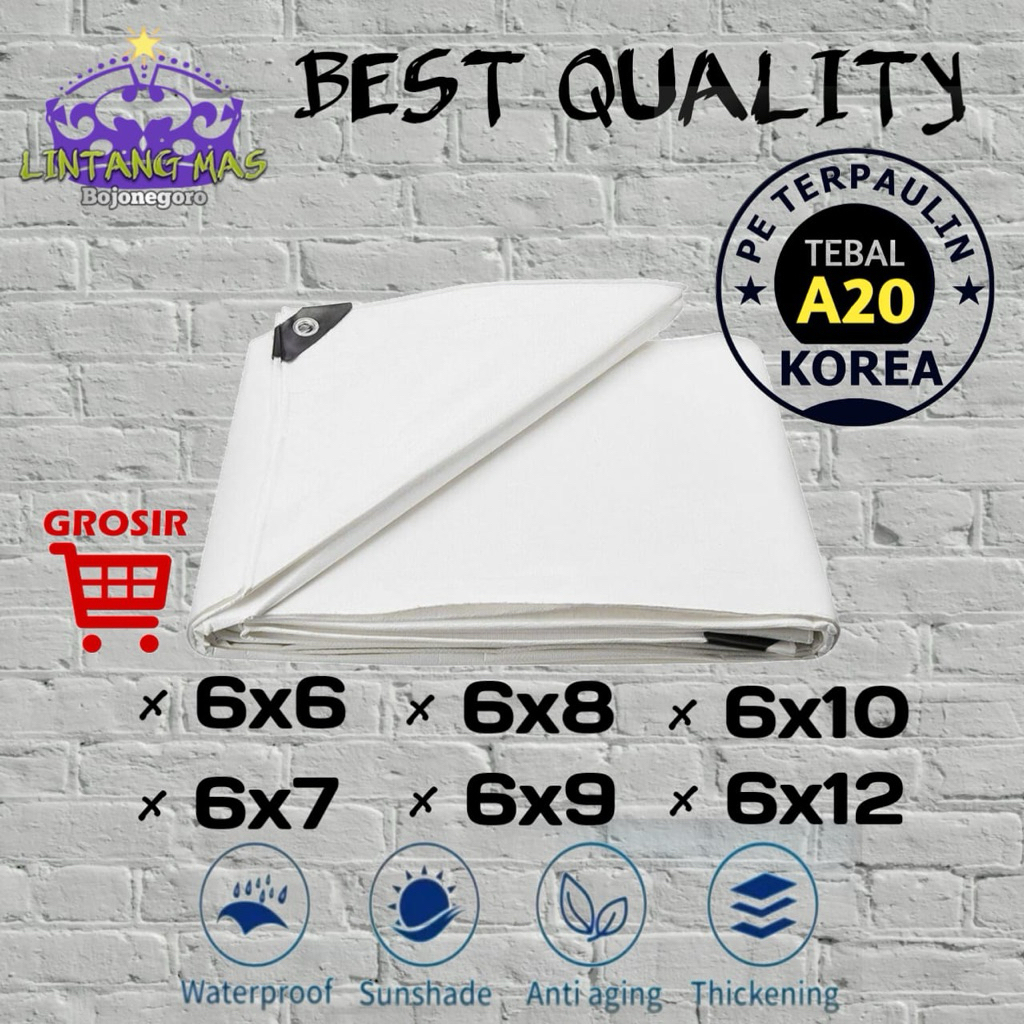 Jual TERPAL TYPE A20 best quality waterproof tahan panas Warna PUTIH ...